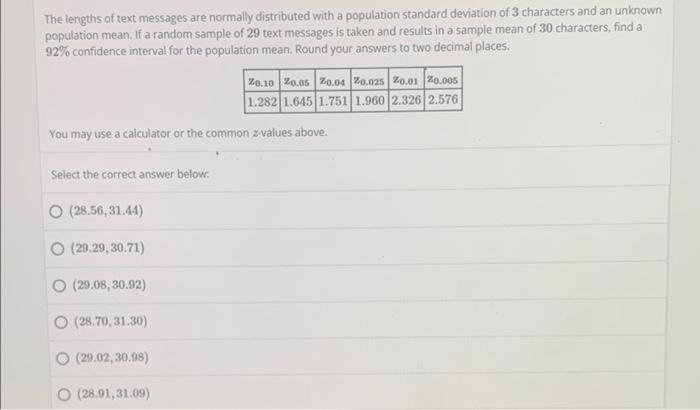 Solved The lengths of text messages are normally distributed | Chegg.com