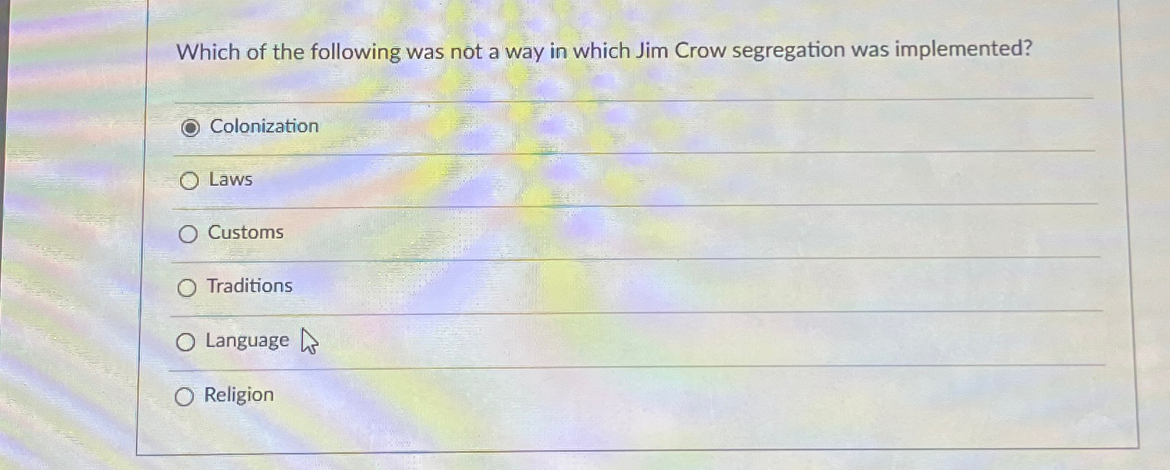 Solved Which of the following was not a way in which Jim | Chegg.com