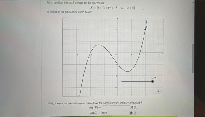 Solved Next, consider the set S defined by the expression | Chegg.com