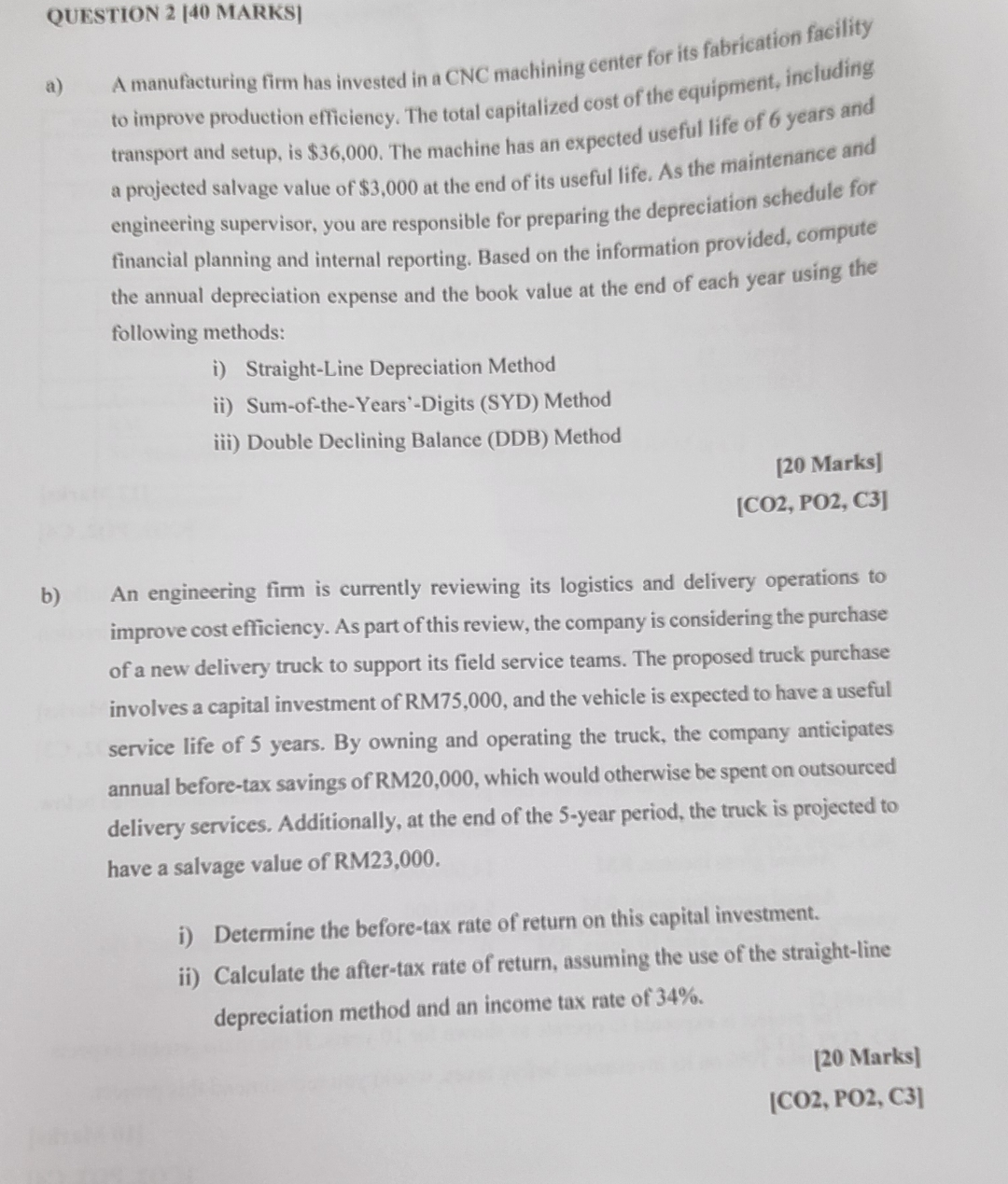 Solved QUESTION 2 [40 ﻿MARKS]a) ﻿A manufacturing firm has | Chegg.com