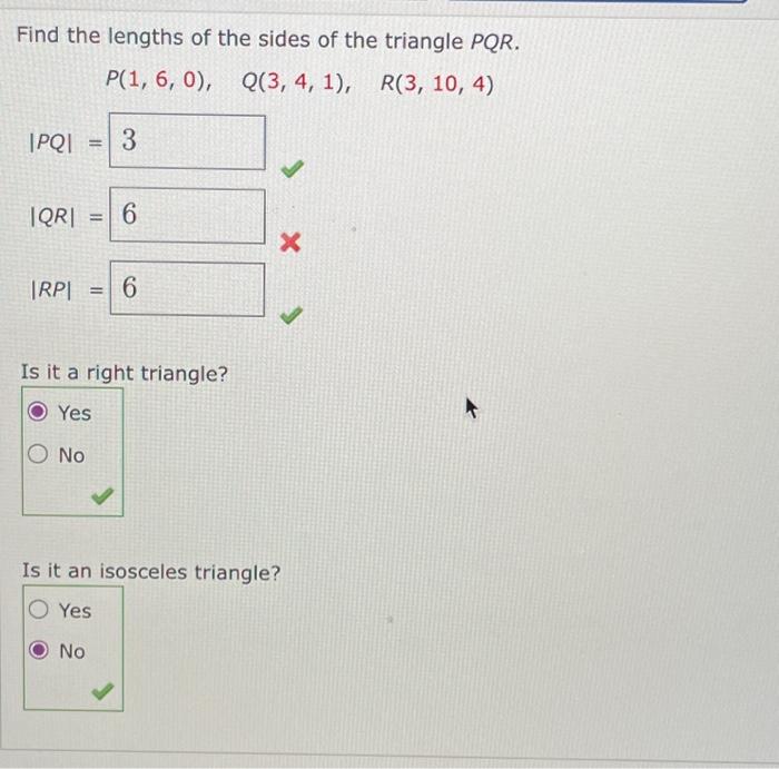 Solved Find the lengths of the sides of the triangle PQR. | Chegg.com