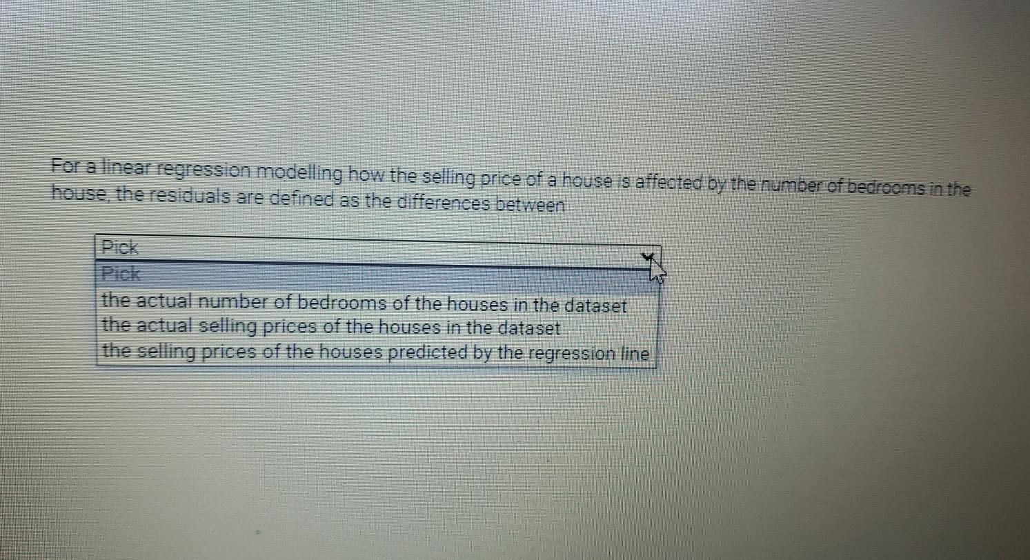 Solved For a linear regression modelling how the selling | Chegg.com