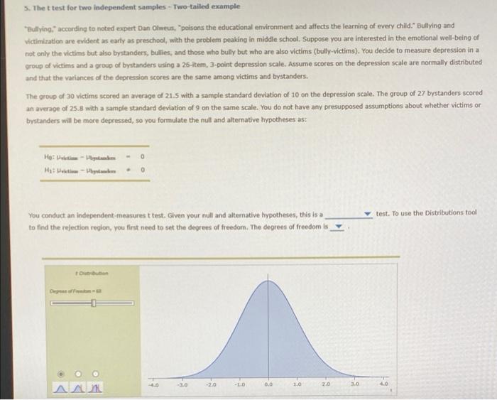 Solved 5. The t test for two independent samples - | Chegg.com