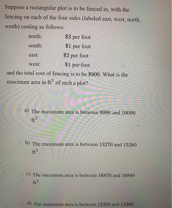 Solved Suppose a rectangular plot is to be fenced in, with | Chegg.com