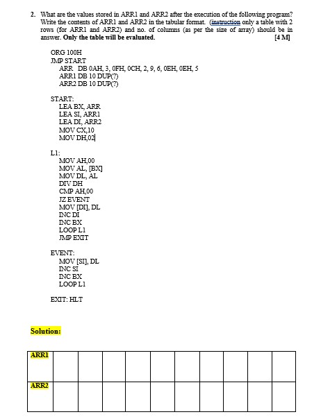 Solved 1. ﻿What are the values stored in ARR1 ﻿and | Chegg.com