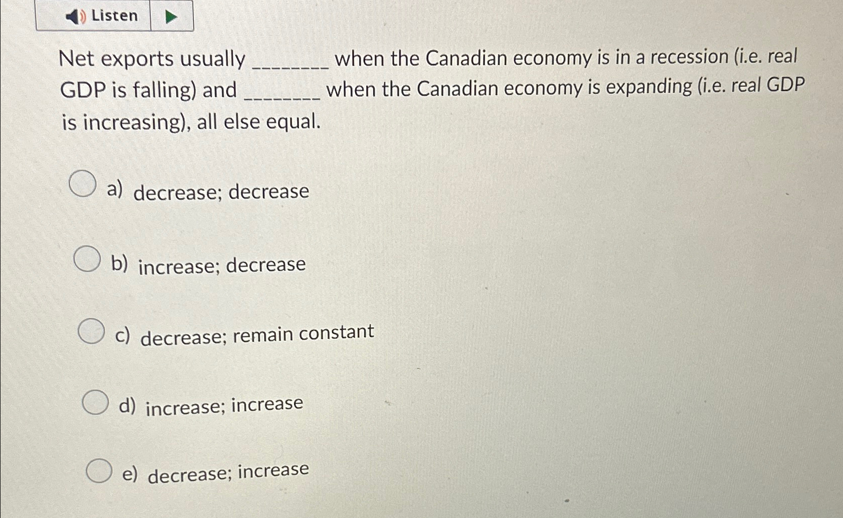 Solved ListenNet exports usually when the Canadian economy | Chegg.com