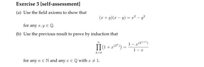 Solved (a) Use the field axioms to show that | Chegg.com