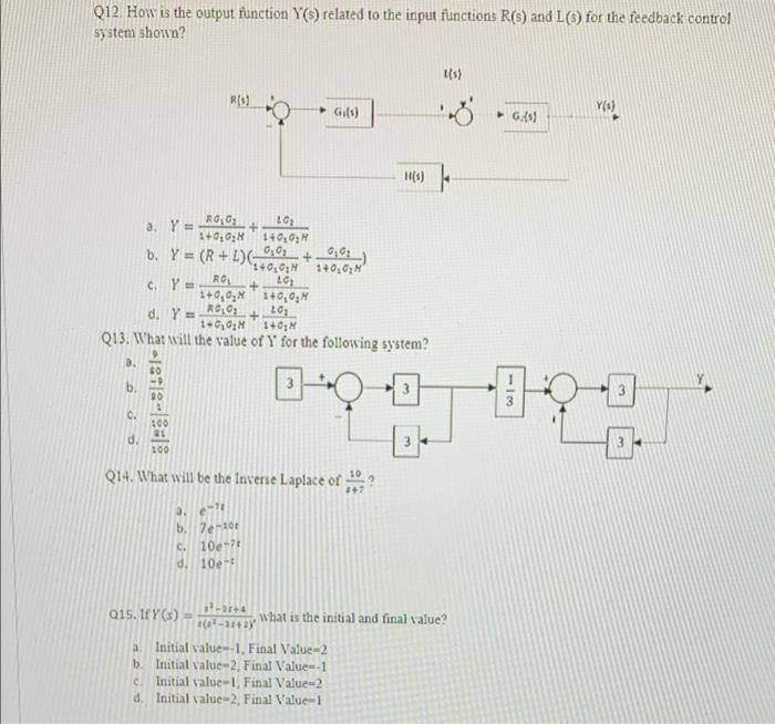 Solved Q12. How is the output function Y (3) related to the | Chegg.com
