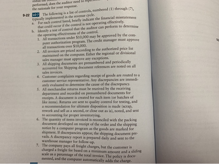 Solved al misstatement the rationale for your response. 9-22 | Chegg.com