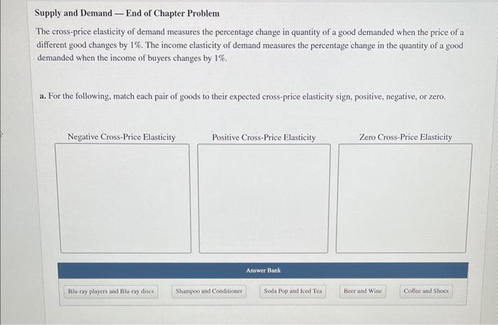 Solved Supply and Demand - End of Chapter Problem The | Chegg.com