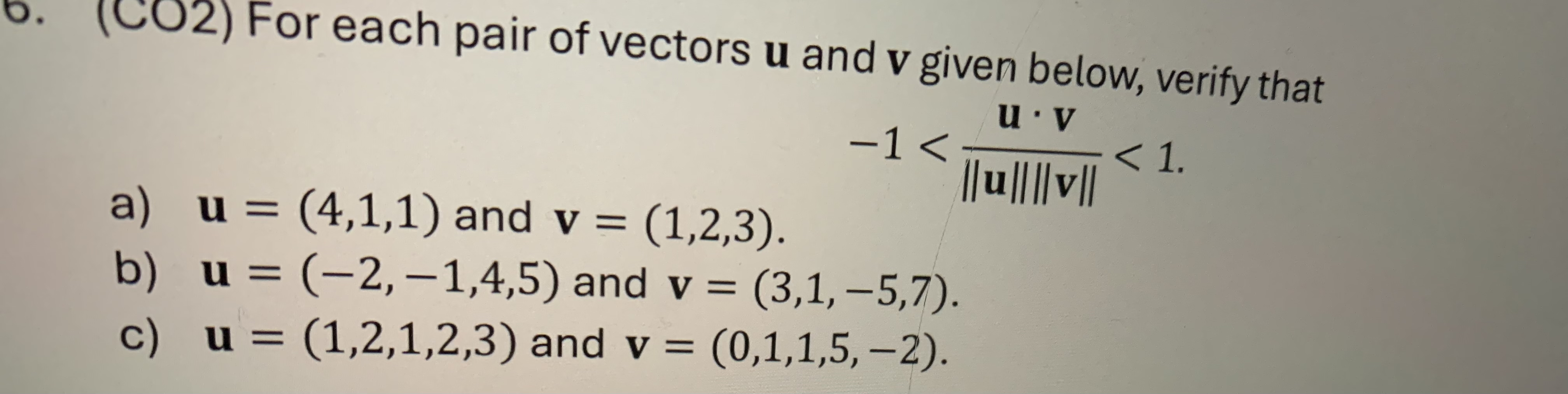 Solved ( CO2 ﻿For each pair of vectors u ﻿and v ﻿given | Chegg.com