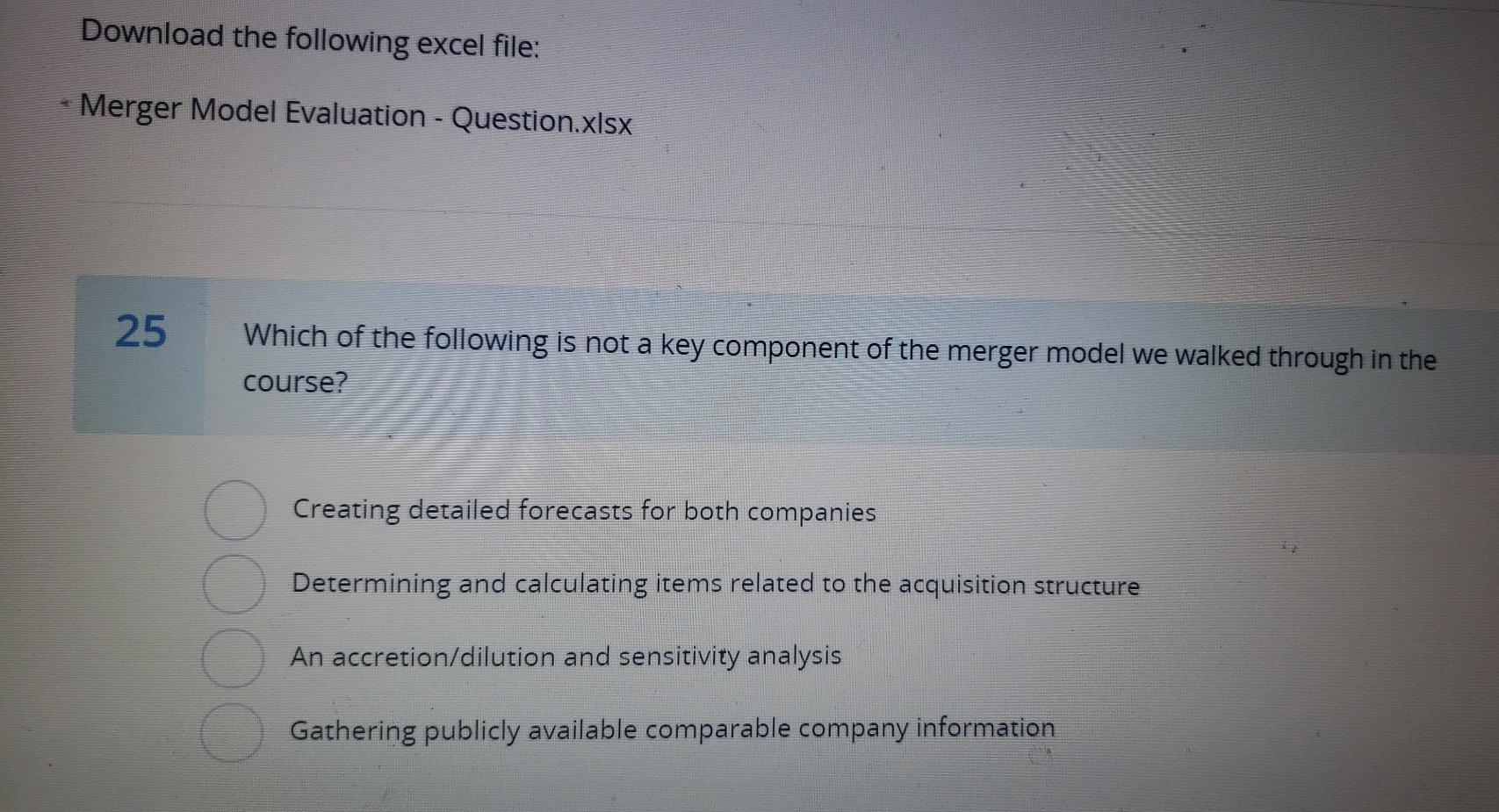 Solved Download the following excel file: Merger Model | Chegg.com