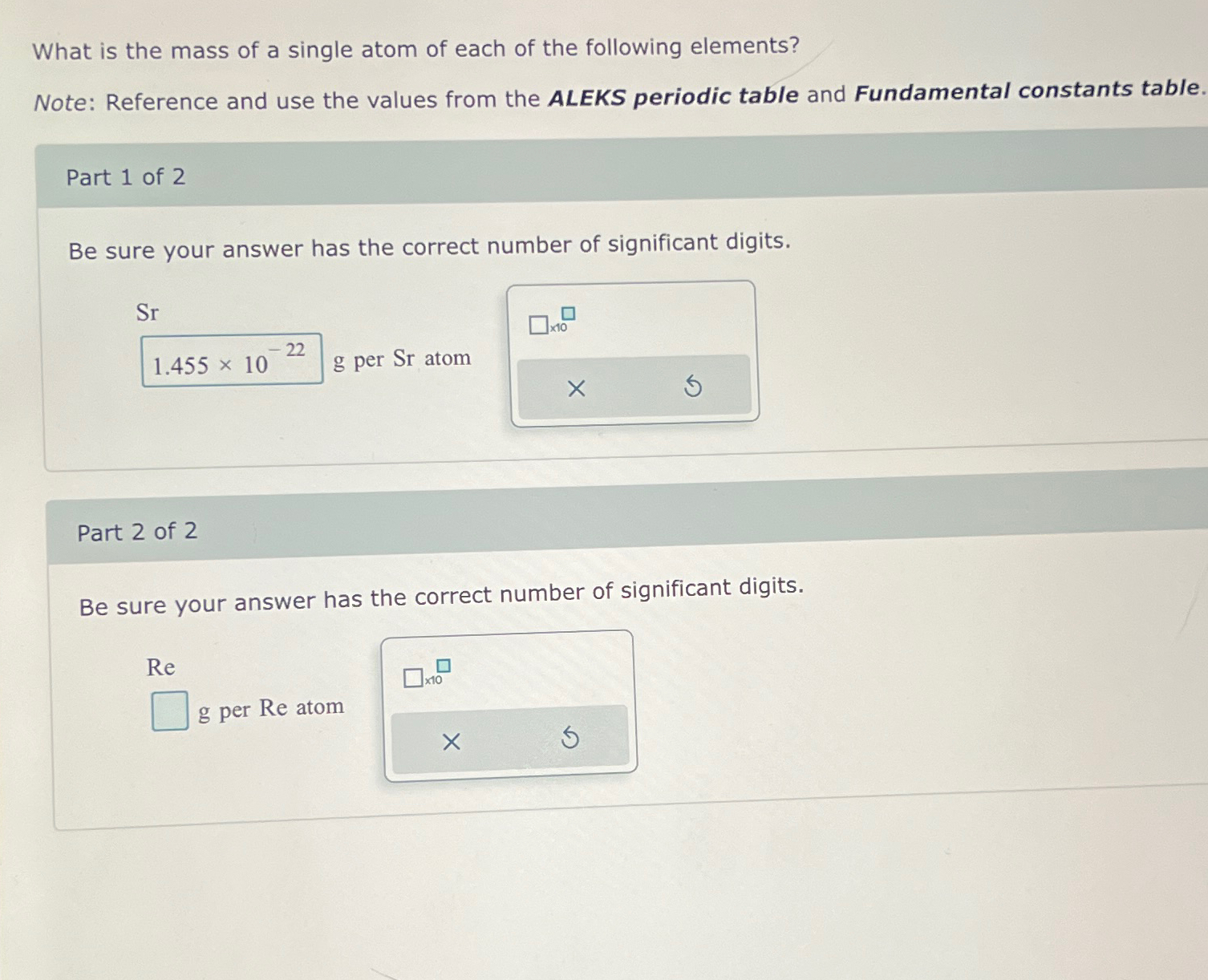 Solved What is the mass of a single atom of each of the | Chegg.com