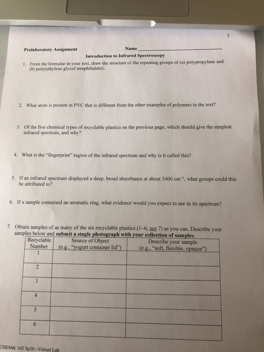 Solved 3 Prelaboratory Assignment Name Introduction to | Chegg.com