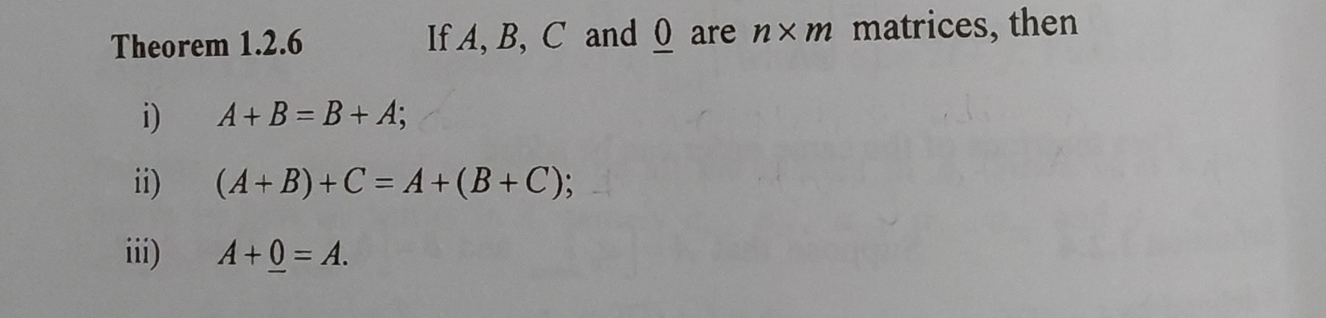 Solved Theorem 1.2.6 ﻿If A,B,C ﻿and 0 ﻿are n×m ﻿matrices, | Chegg.com