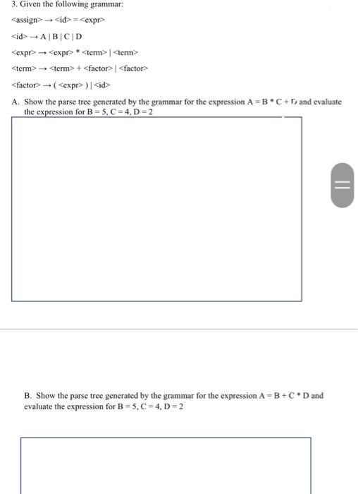 Solved 3. Given the following grammar: →
