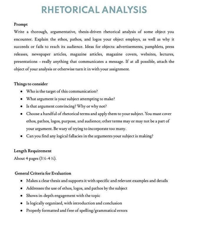 Solved RHETORICAL ANALYSIS Prompt Write a thorough, | Chegg.com