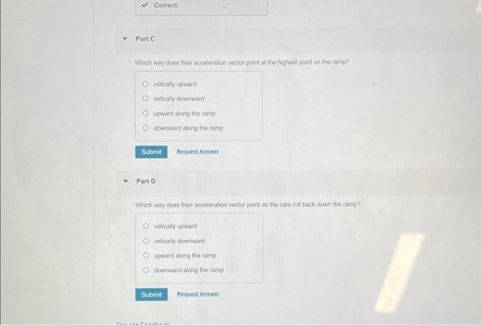 Correct Part C Which way does their acceleration | Chegg.com
