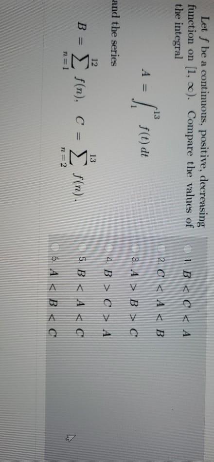 Solved Let f be a continuous, positive, decreasing function | Chegg.com
