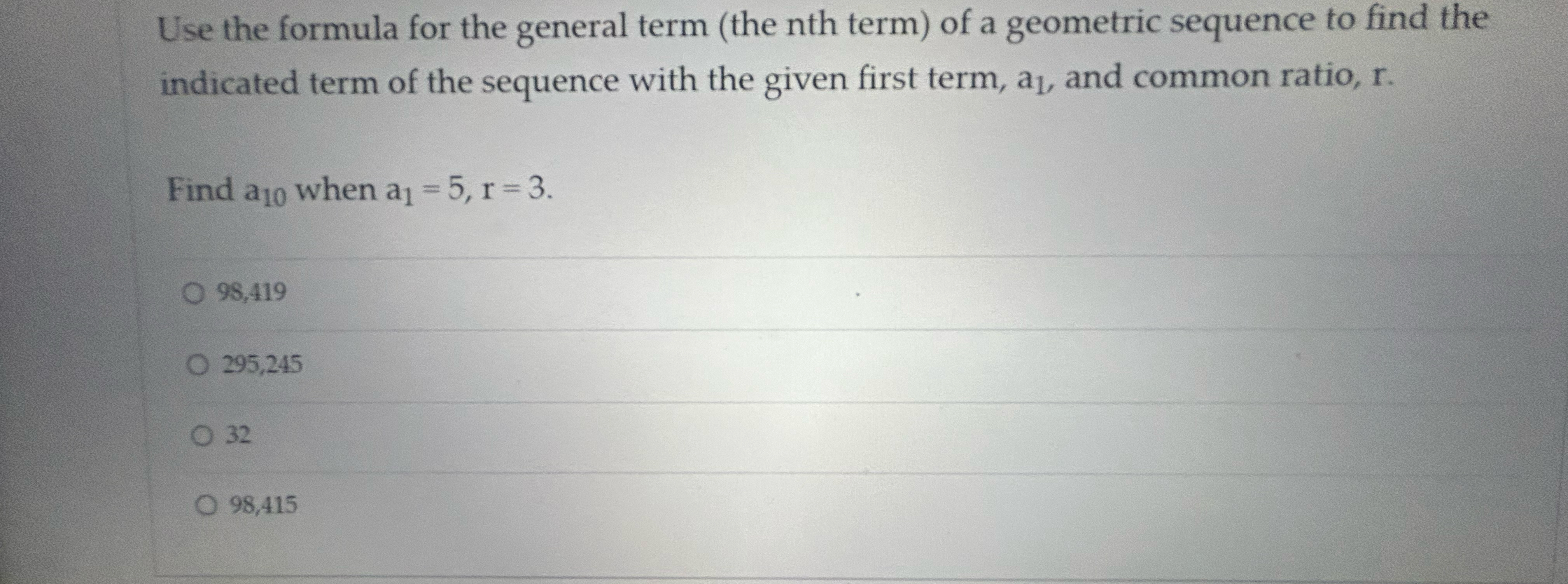 Solved Use the formula for the general term (the nth term) | Chegg.com