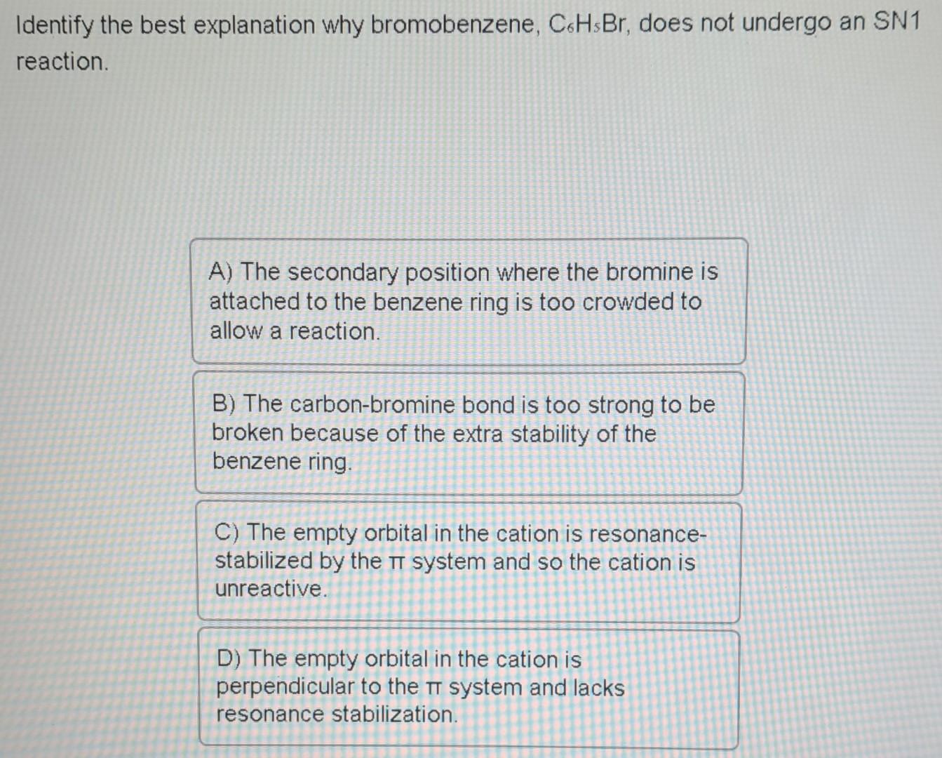 Solved Identify the correct rate law for an SN1 reaction. | Chegg.com
