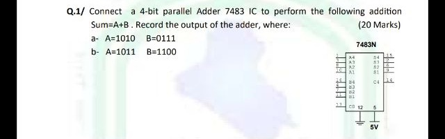 Solved Q.1/ Connect a 4-bit parallel Adder 7483 IC to | Chegg.com