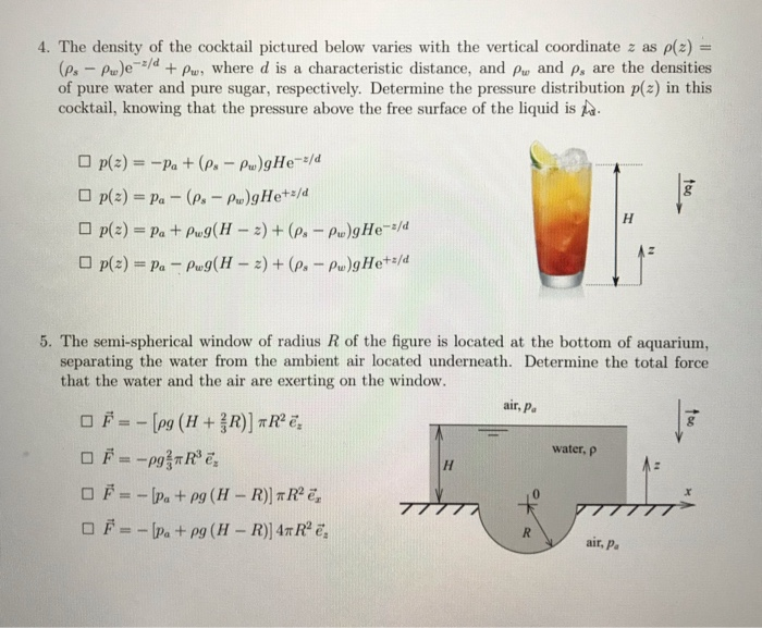 Solved 4. The density of the cocktail pictured below varies | Chegg.com