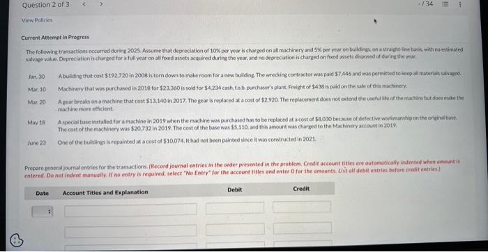 Solved The following transactions occurred durine 2025 . | Chegg.com