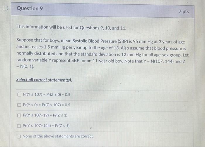 Solved Using the information from Question 9, Select all | Chegg.com