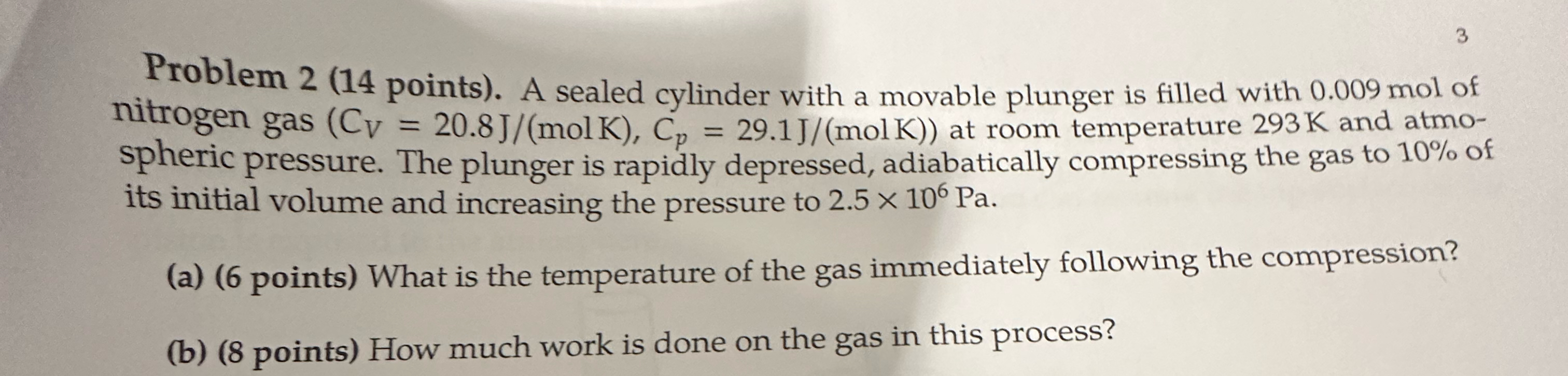 Solved Problem 2 (14 ﻿points). ﻿A sealed cylinder with a | Chegg.com