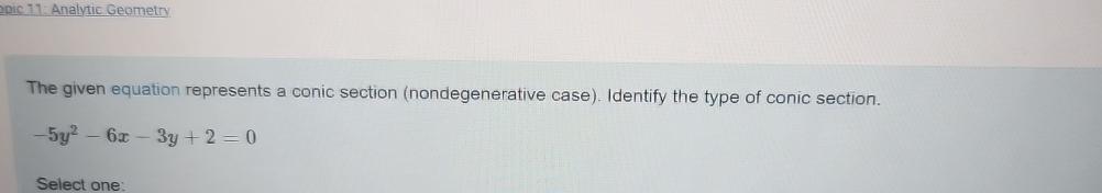 Solved The given equation represents a conic section | Chegg.com