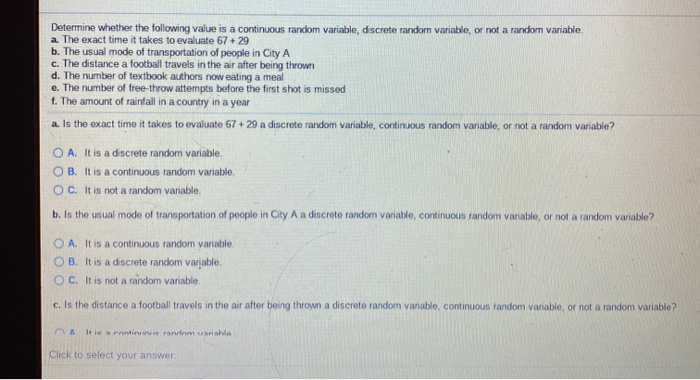 Solved Determine Whether The Following Value Is A Continuous 