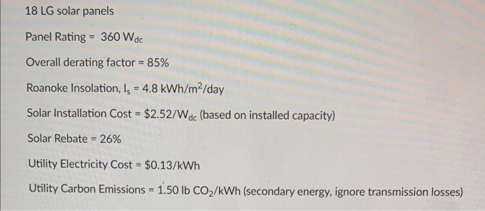 Solved 18 LG solar panels Panel Rating =360 Wdc Overall | Chegg.com