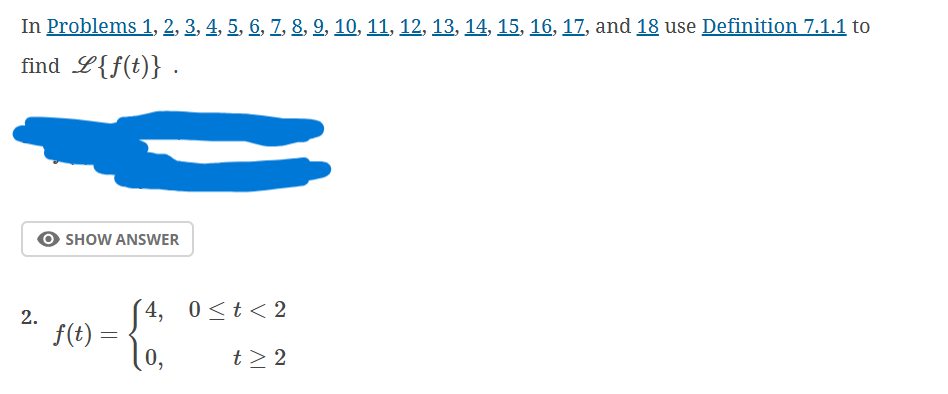 Solved In ﻿Problem 2, ﻿use Definition 7.1 .1 tofind | Chegg.com