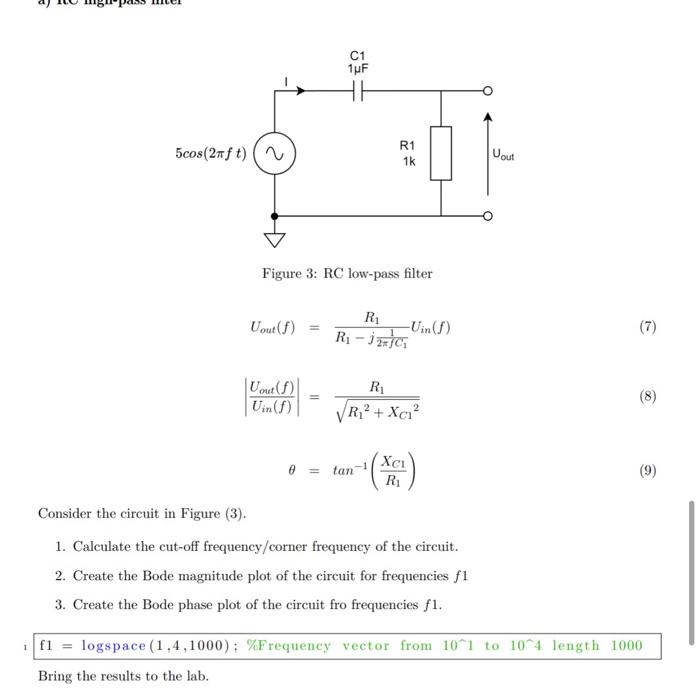 Solved Figure 3: RC low-pass filter Uout (f)∣∣Uin (f)Uout | Chegg.com