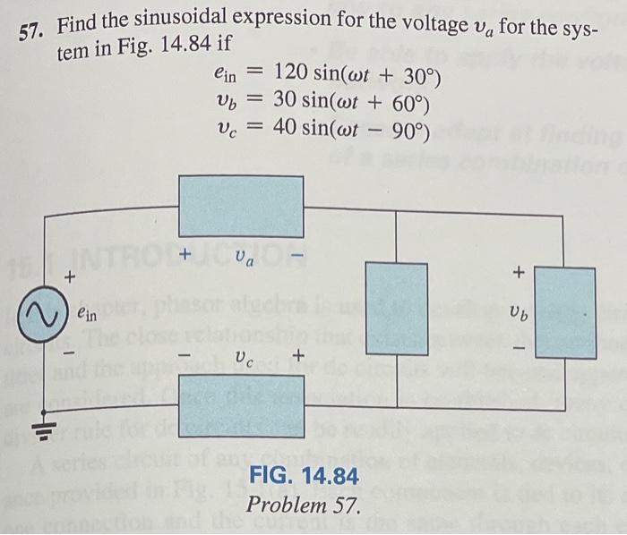 Solved 57. Find the sinusoidal expression for the voltage va | Chegg.com