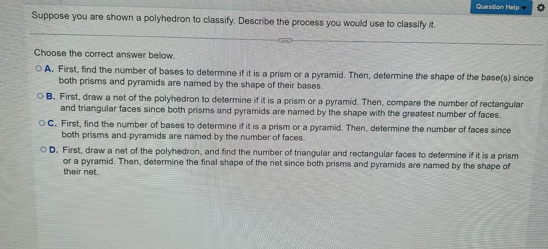 Solved suppose you are shown a polyhedron to classify. | Chegg.com