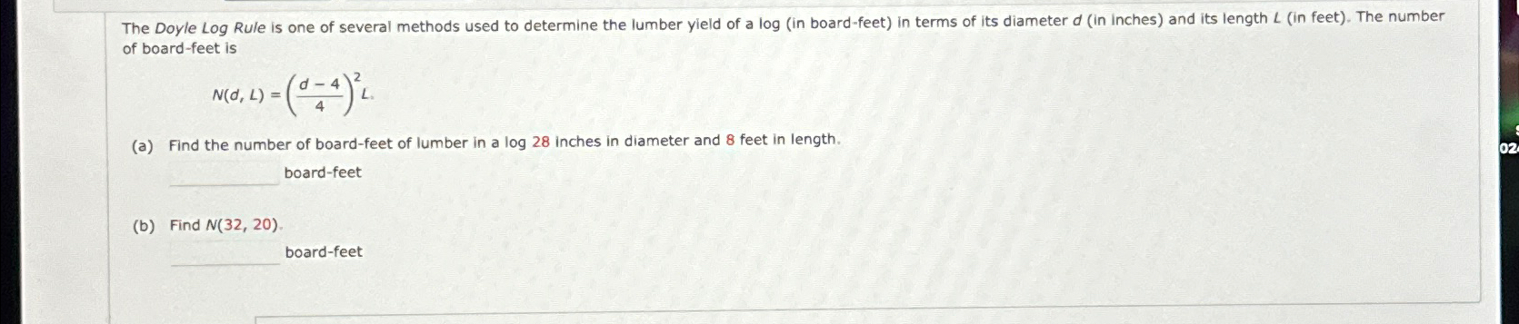 Solved The Doyle Log Rule is one of several methods used to | Chegg.com