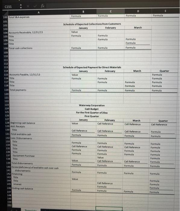 Solved MUST USE ONLY CELL REFERENCES AND FORMULAS TO | Chegg.com