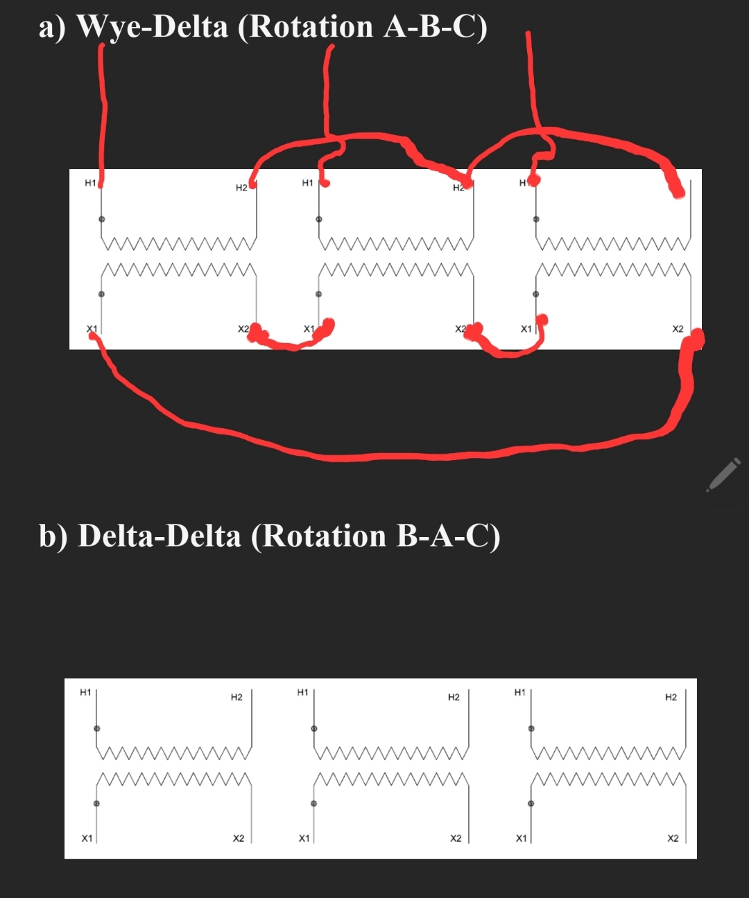 Solved b) ﻿Delta-Delta (Rotation B-A-C) | Chegg.com