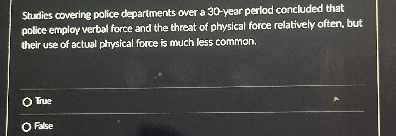 Solved Studies covering police departments over a 30 -year | Chegg.com