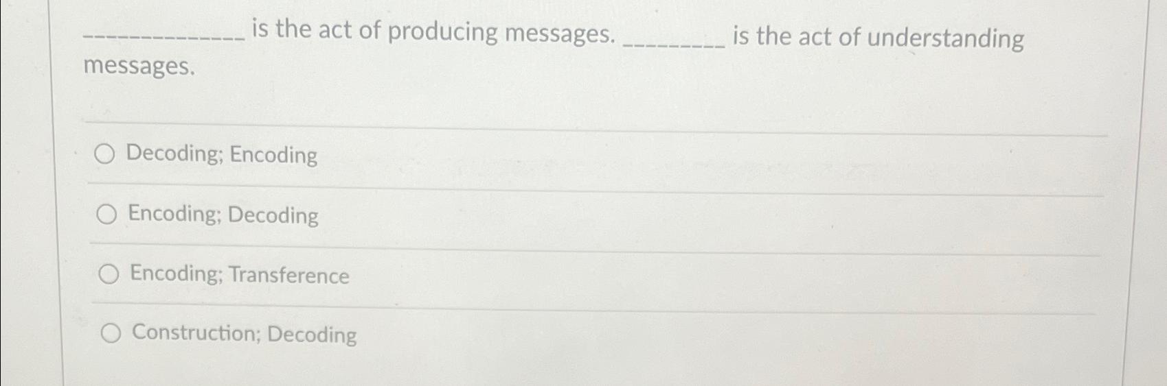 Solved is the act of producing messages. is the act of | Chegg.com