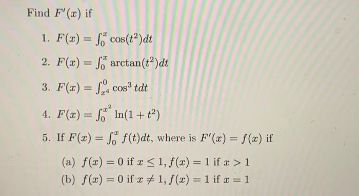 Solved Find \\( F^{\\prime}(x) \\) if 1. \\( | Chegg.com