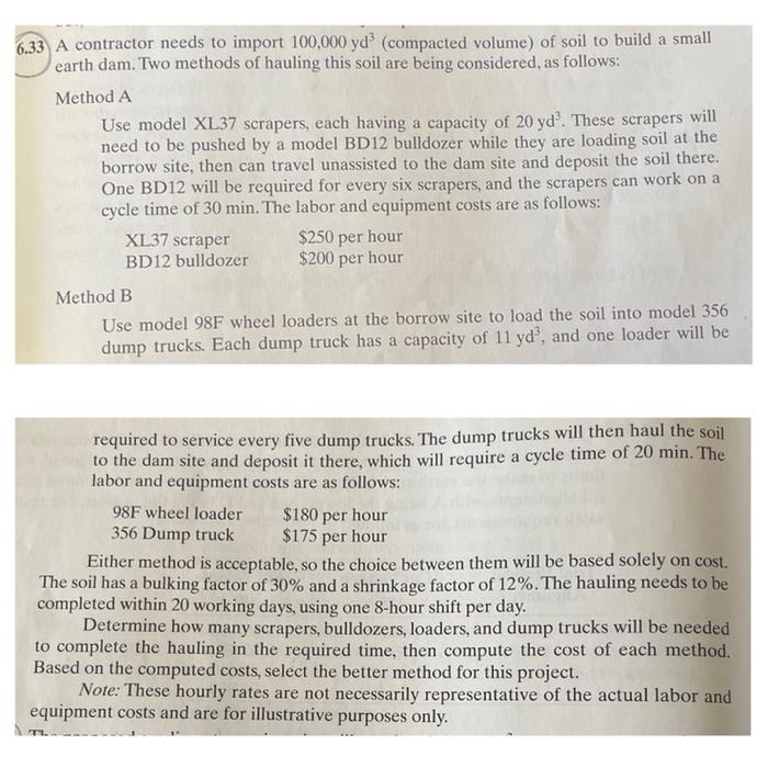 а 6.33 A contractor needs to import 100,000 yd | Chegg.com