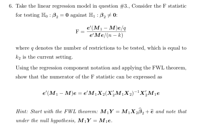 Solved Take the linear regression model in question #3., | Chegg.com