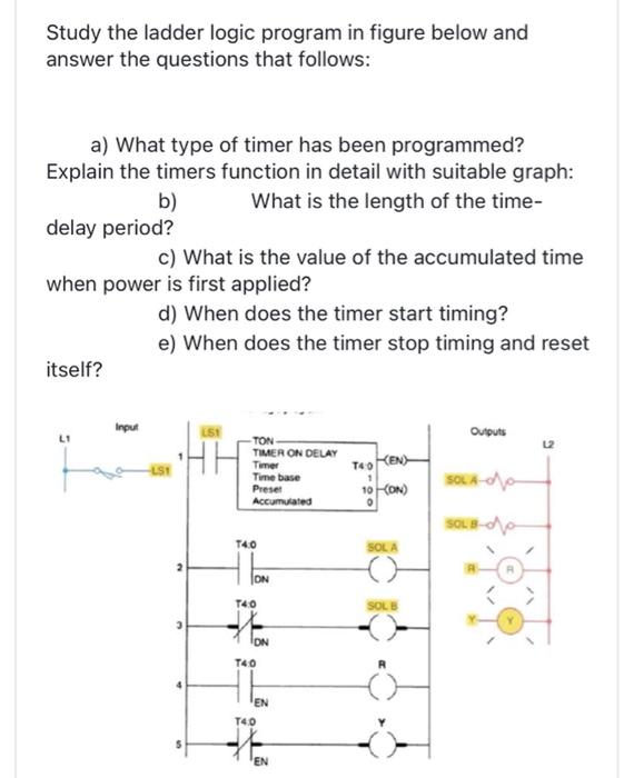 Solved Study the ladder logic program in figure below and | Chegg.com
