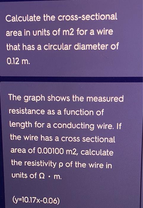 Solved Calculate the cross-sectional area in units of m2 for | Chegg.com
