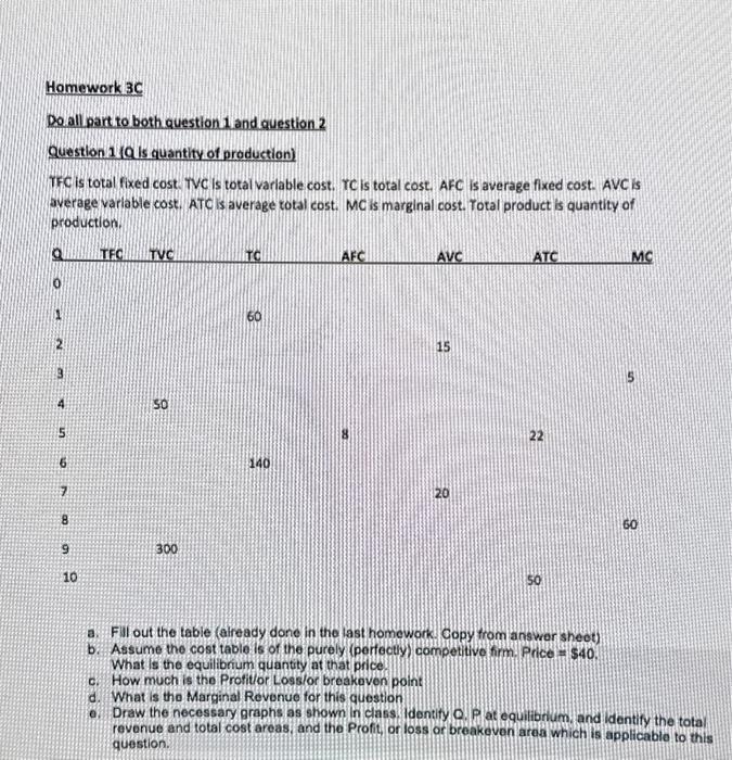 Solved Homework 3C Do all part to both question 1 and | Chegg.com