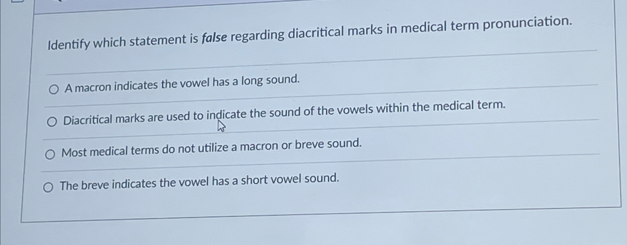 Solved Identify which statement is false regarding | Chegg.com