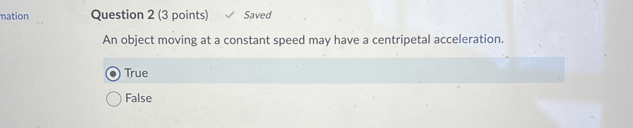 Solved Question 2 (3 ﻿points) ﻿SavedAn object moving at a | Chegg.com